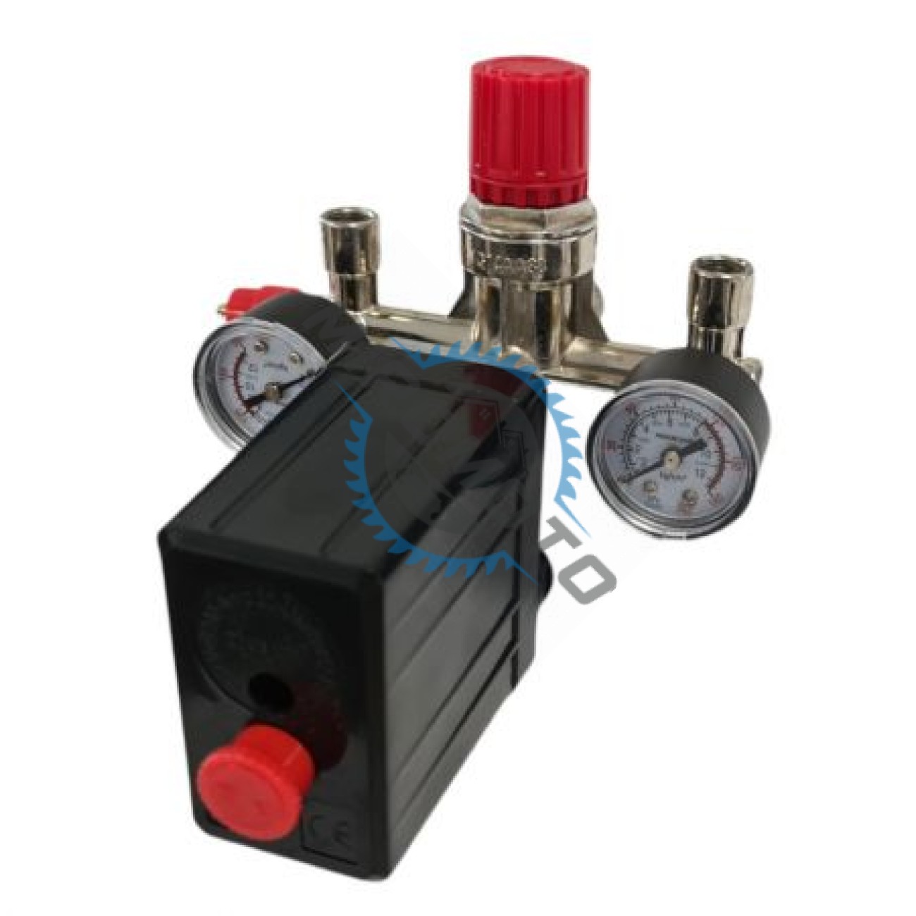 Kit presostat pentru compresor aer cu doua manometre 12 Bar - 2 Cai ...